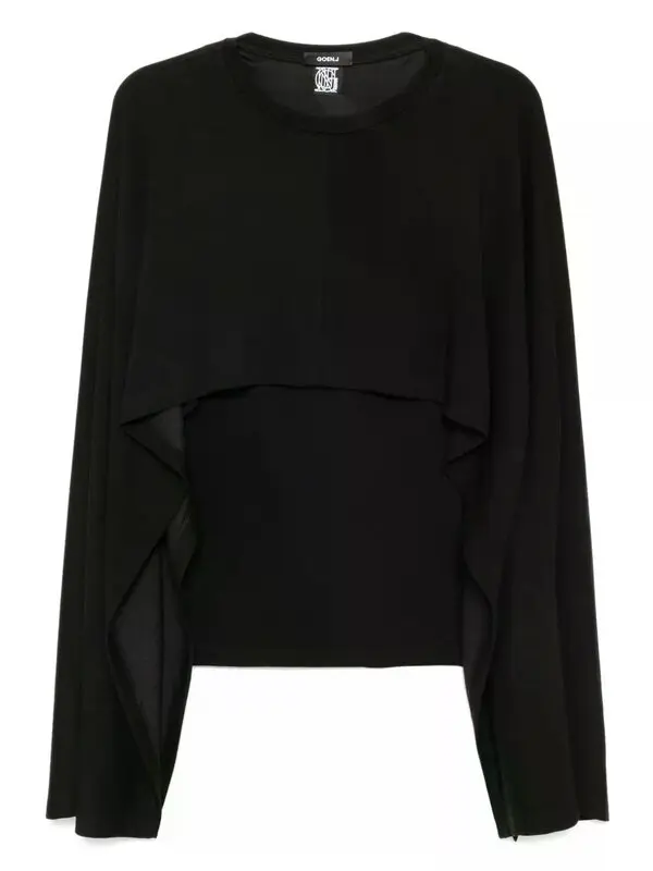 Goen.j Ribbed Cape Top - Black
