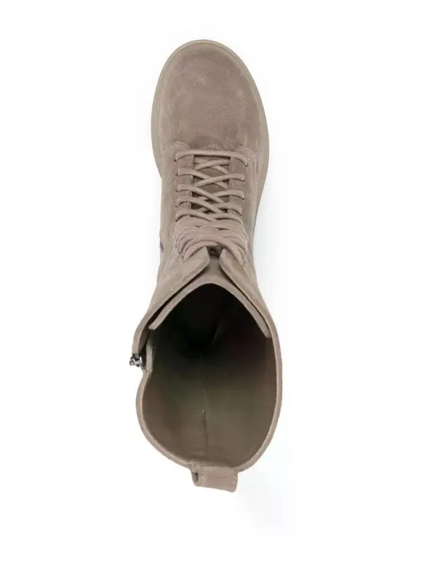 LE SILLA Grey Suede Lace-up Combat Boots