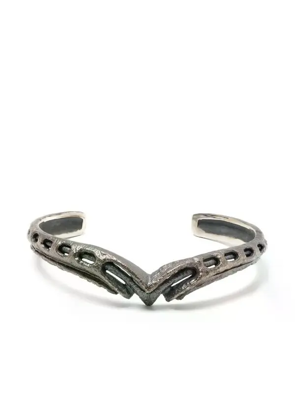 JULIUS Carved Vintage-effect Cuff Bracelet - Silver