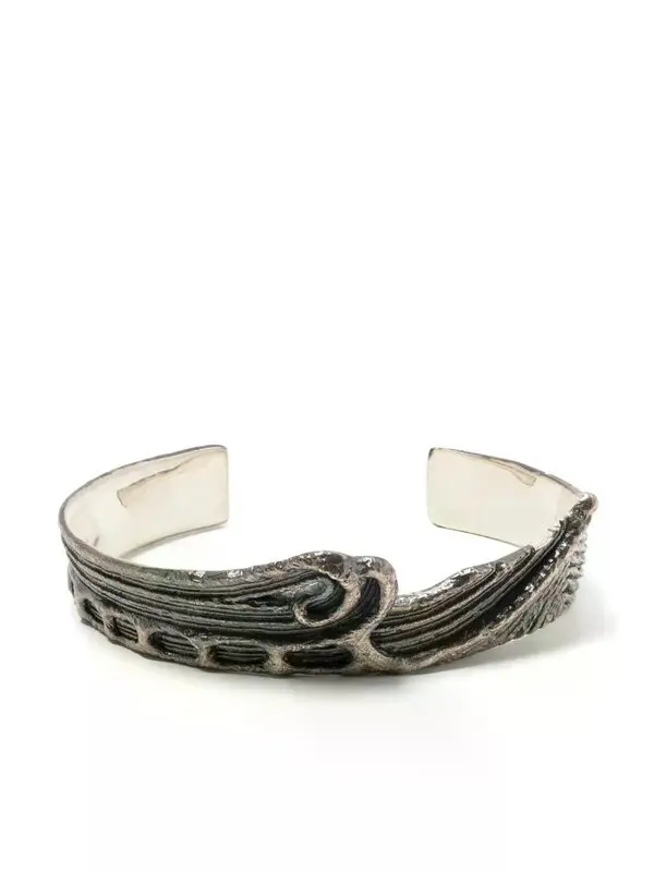 JULIUS Carved Vintage-effect Cuff Bracelets - Silver
