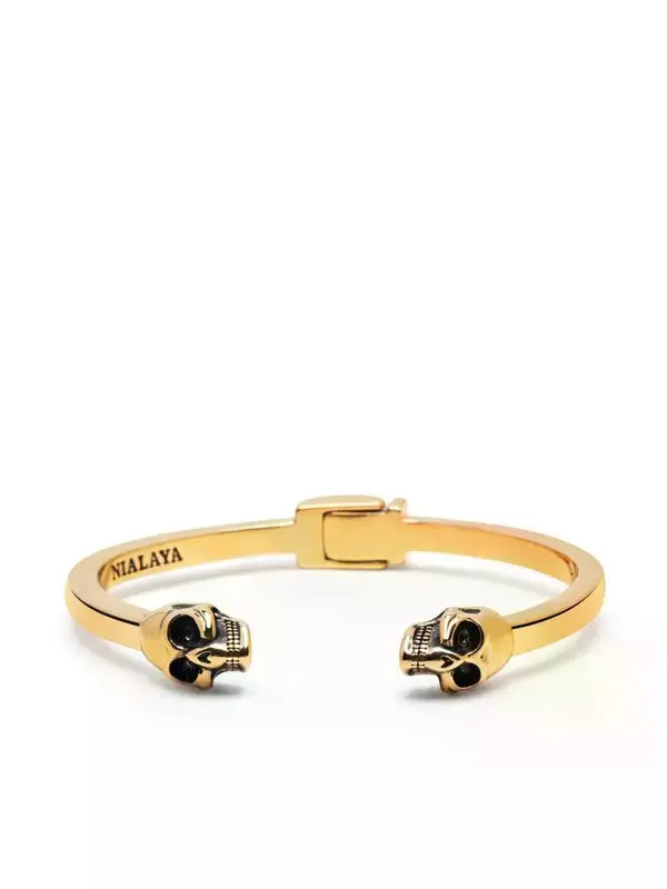 NIALAYA JEWELRY Skull Motif Plated Bracelet - Gold