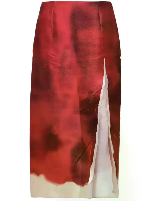 Prada Abstract-print Satin Midi Skirt