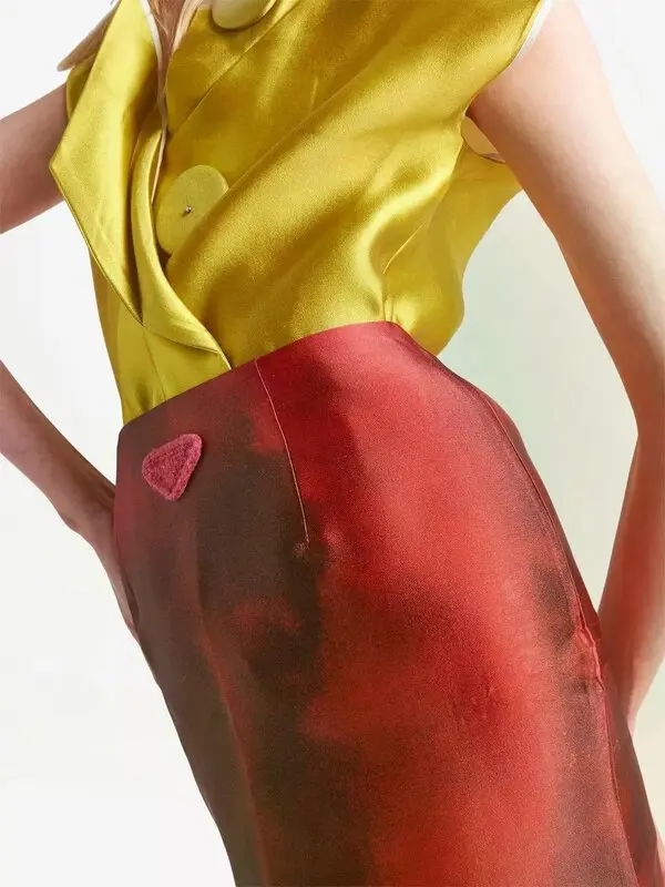 Prada Abstract-print Satin Midi Skirt