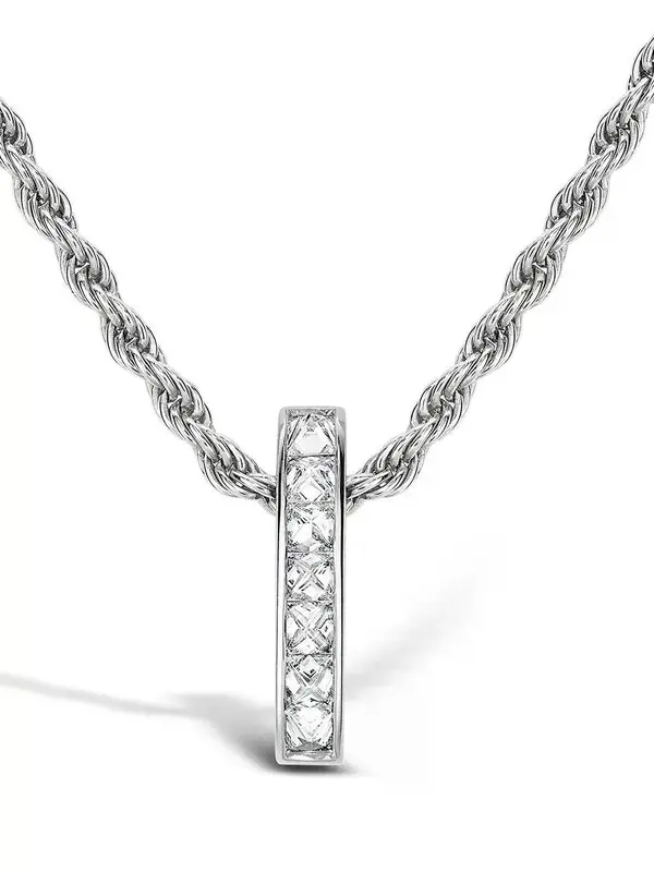 PRAGNELL 18kt White Gold Diamond Bar Pendant Necklace - Silver
