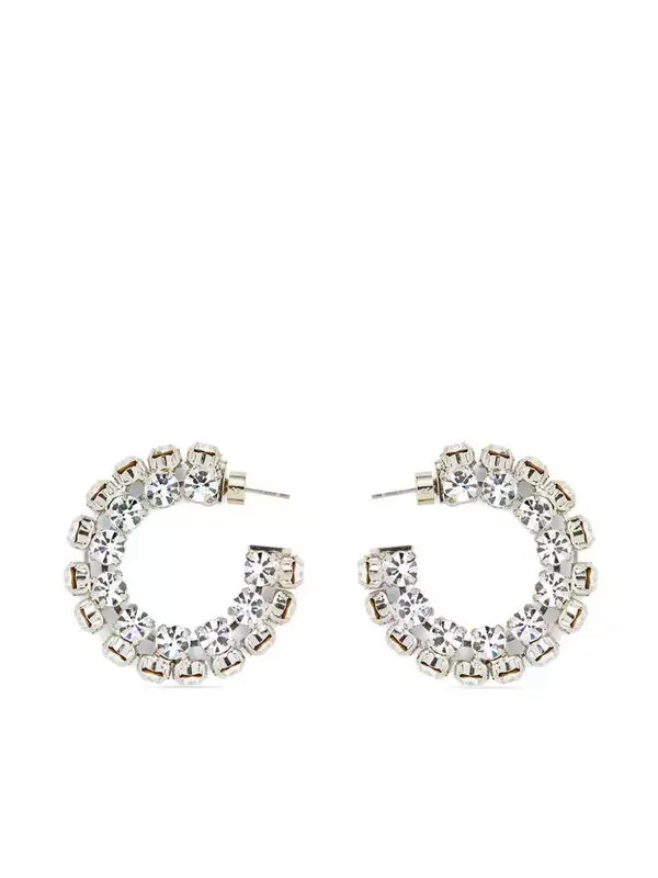 AREA Small Crystal Hoop Earrings - Silver