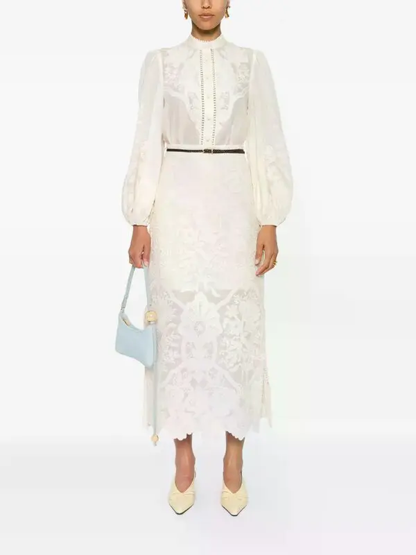 Zimmermann Ottie Embroidered Midi Skirt