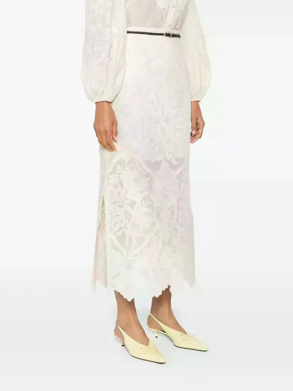 Zimmermann Ottie Embroidered Midi Skirt
