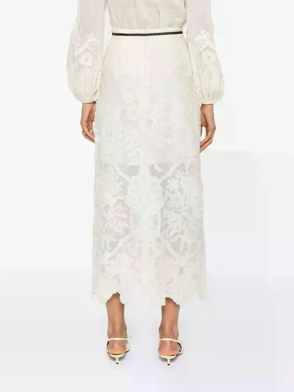 Zimmermann Ottie Embroidered Midi Skirt