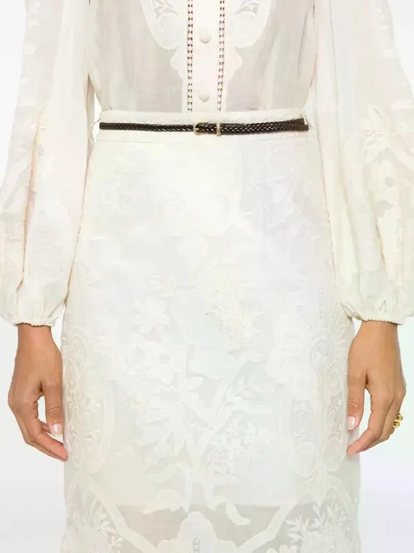 Zimmermann Ottie Embroidered Midi Skirt