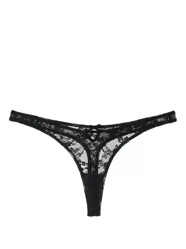 FLEUR DU MAL Le Stretch Lace Thong - Black
