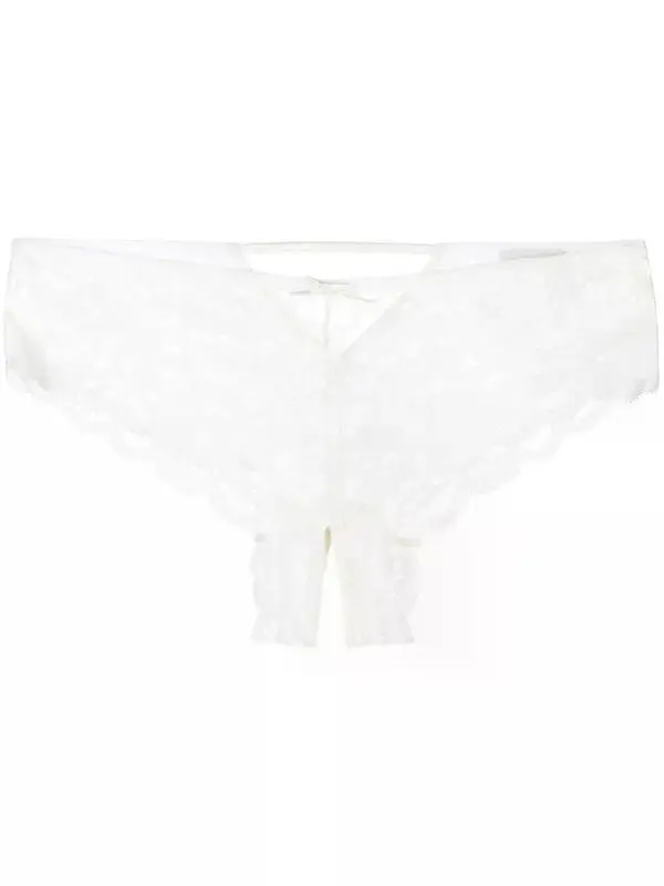 FLEUR DU MAL Charlotte Crotchless Panty - White