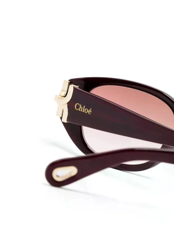 Chloé Burgundy Acetate Oval Frame Sunglasses