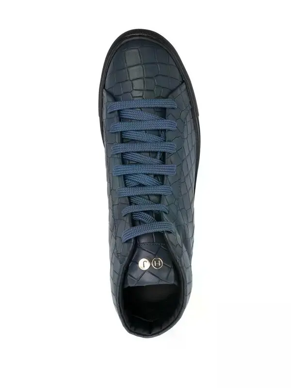 HIDE&JACK Croco-embossed High-top Sneakers - Blue