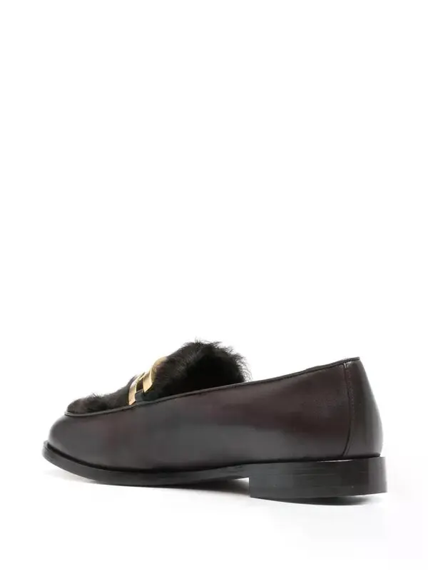AQUAZZURA Shearling-trim Leather Loafers