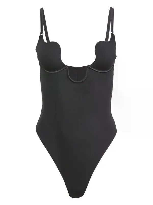 FLEUR DU MAL Le Stretch Micro Seduce U-plunge Bodysuit - Black