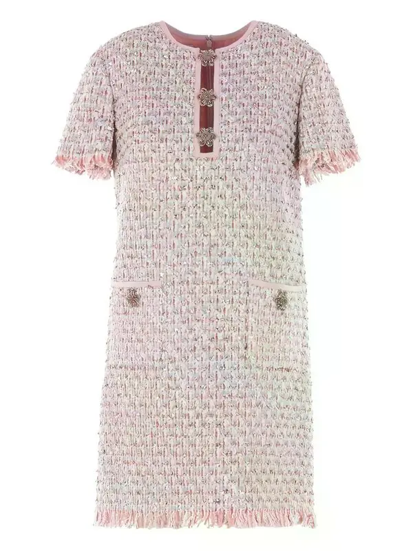 Valentino Garavani Embellished-button Tweed Mini Dress