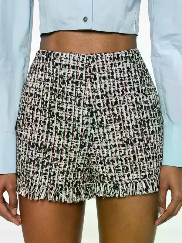 SELF-PORTRAIT Tweed Fringed Shorts