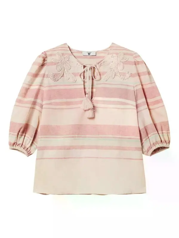 TWINSET Striped Embroidered Blouse