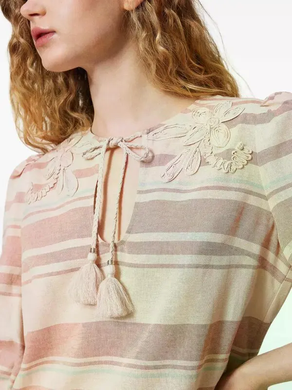 TWINSET Striped Embroidered Blouse