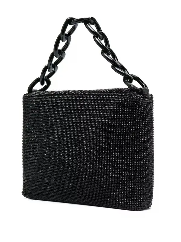 Patrizia Pepe Maxichain Rhinestone Tote Bag - Black