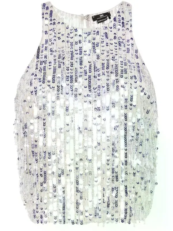 Elisabetta Franchi Sequin Embellished Tulle Top