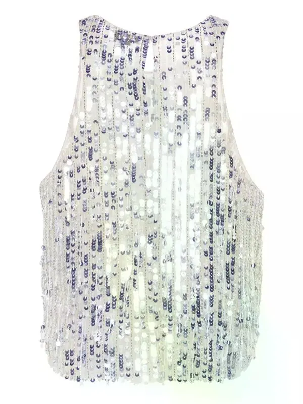 Elisabetta Franchi Sequin Embellished Tulle Top