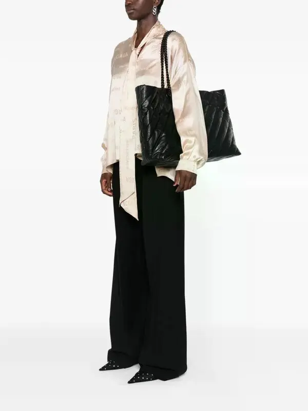 Balenciaga Large Crush Quilted Tote Bag - Black