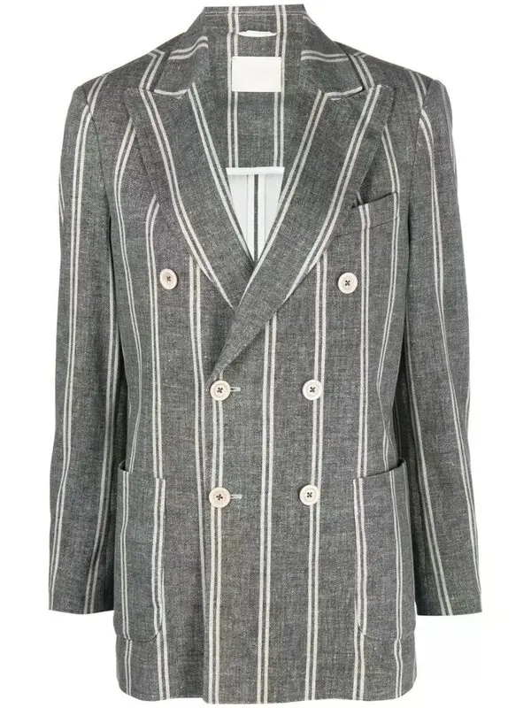 CIRCOLO 1901 Double-breasted Striped Stretch-cotton Blazer