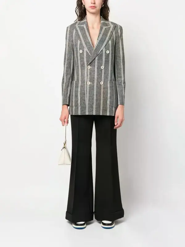 CIRCOLO 1901 Double-breasted Striped Stretch-cotton Blazer