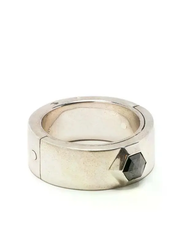 PARTS OF FOUR Sistema Black Diamond Ring - Silver