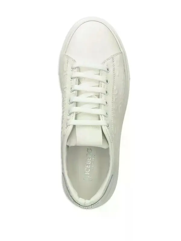 Iceberg Leather Sneakers With Embossed Logo Detail