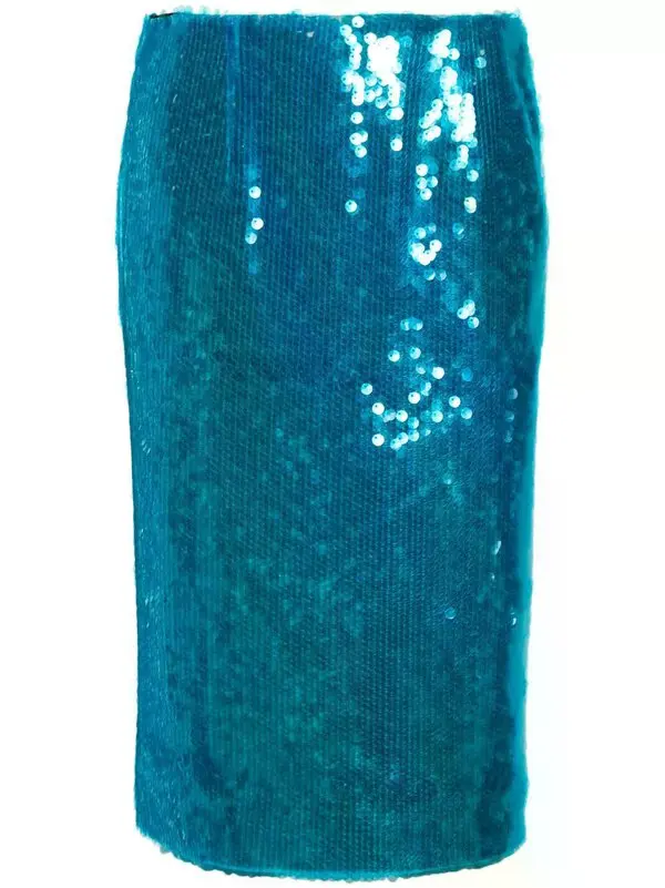 16Arlington Delta Sequinned Midi Skirt - Blue