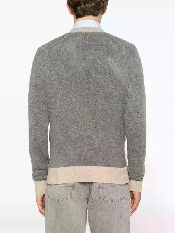 BALLANTYNE Argyle-intarsia Knit Wool Sweater - Grey