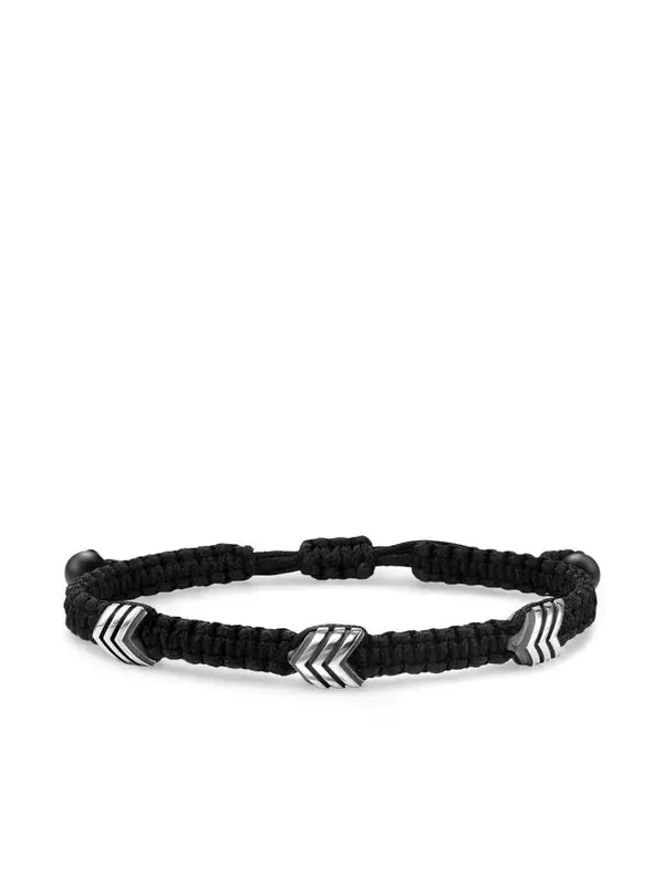 David Yurman Sterling Woven Onyx Bracelet - Silver