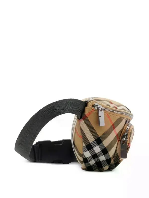 Burberry Small Checked Belt Bag With Equestrian Knight Design Appliqu - Neutrals