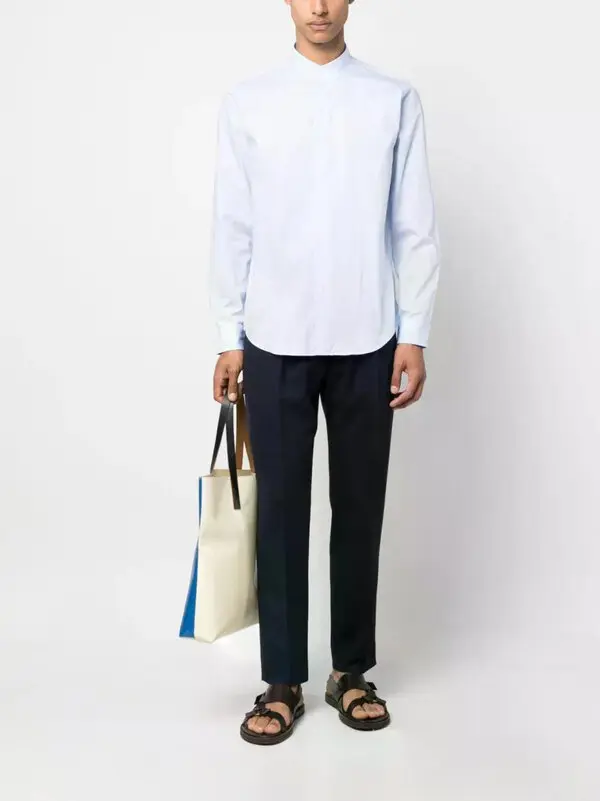 FURSAC Collarless Long-sleeve Cotton Shirt