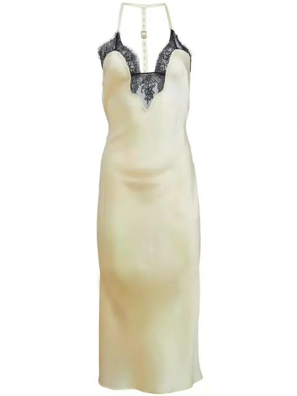 FLEUR DU MAL T-strap Slip Dress - Neutrals