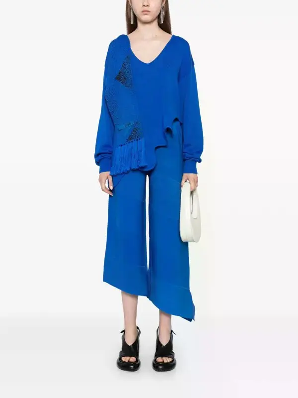 Ph5 Diagonal-ribbed Cropped Wide Leg Pants