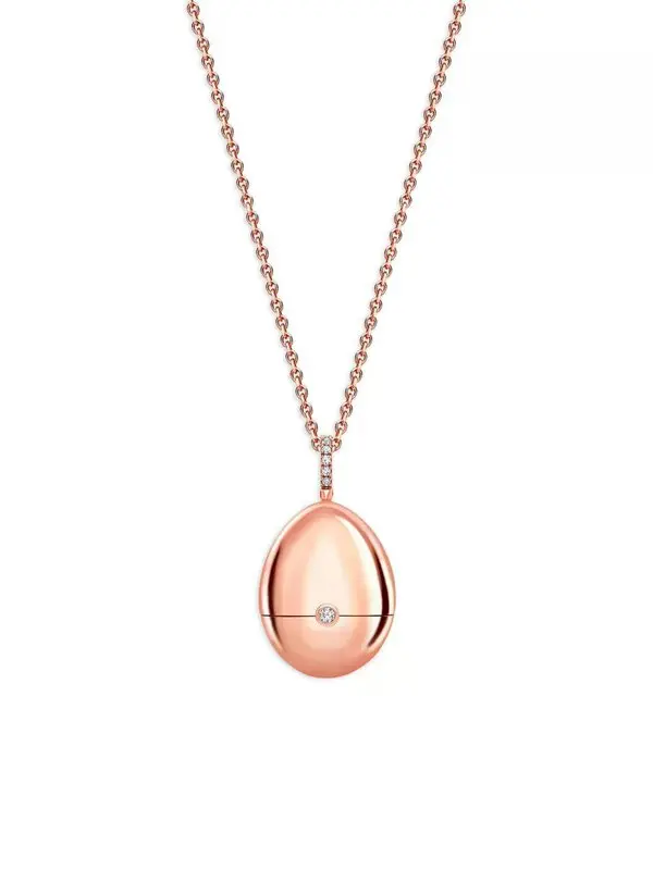 Faberge 18kt Rose Gold Essence Heart Surprise Ruby Locket Necklace - Red