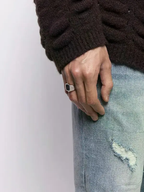 Tom Wood Sterling Athena Cushion Onyx Ring