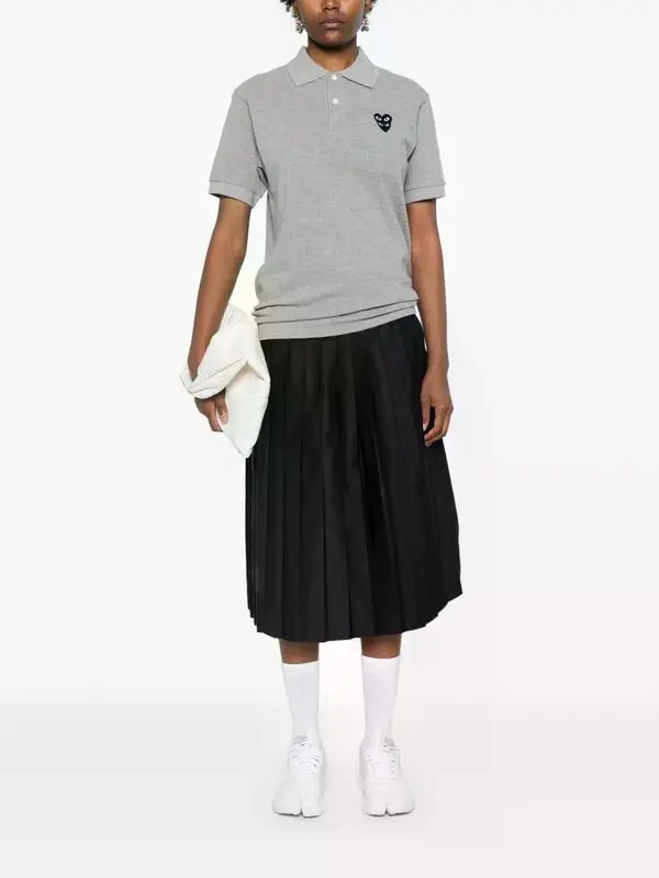 Play Comme Des Garcon Heart-patch Cotton Polo Shirt - Grey