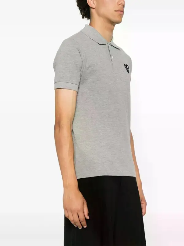 Play Comme Des Garcon Heart-patch Cotton Polo Shirt - Grey