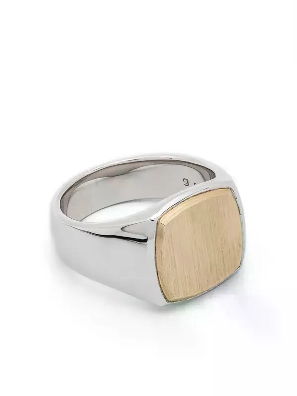 Tom Wood 9kt Yellow Gold Cushion Ring - Silver