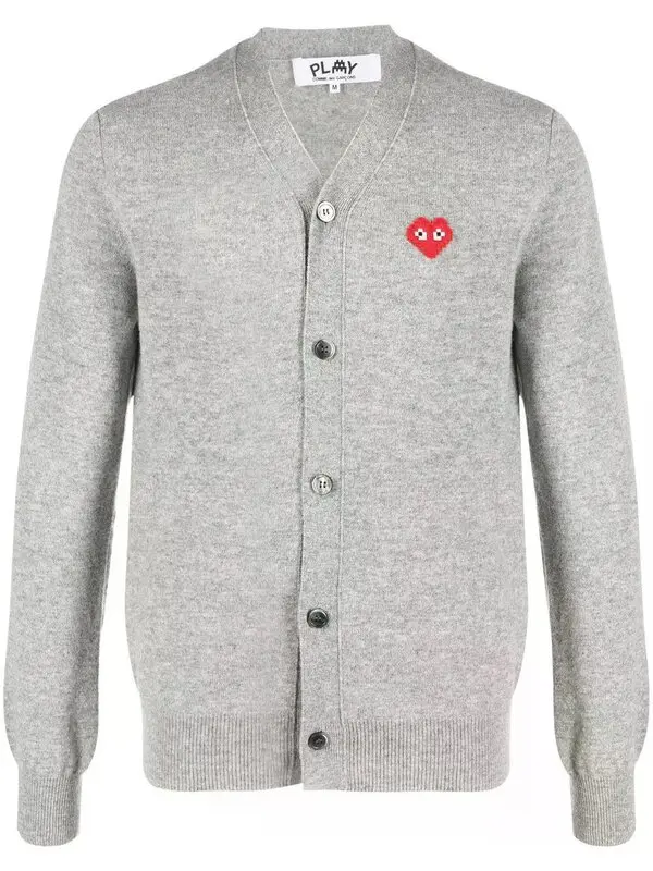 Play Comme Des Garcon Logo-patch Fine-knit Cardigan