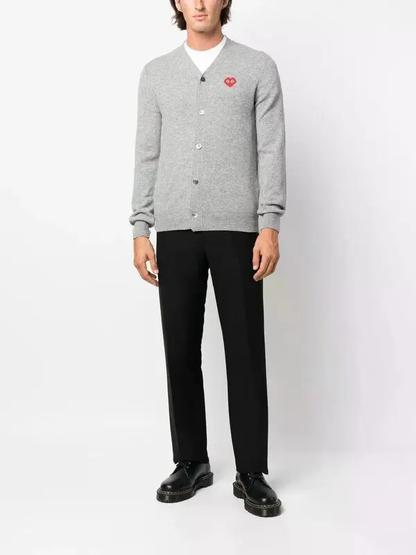 Play Comme Des Garcon Logo-patch Fine-knit Cardigan