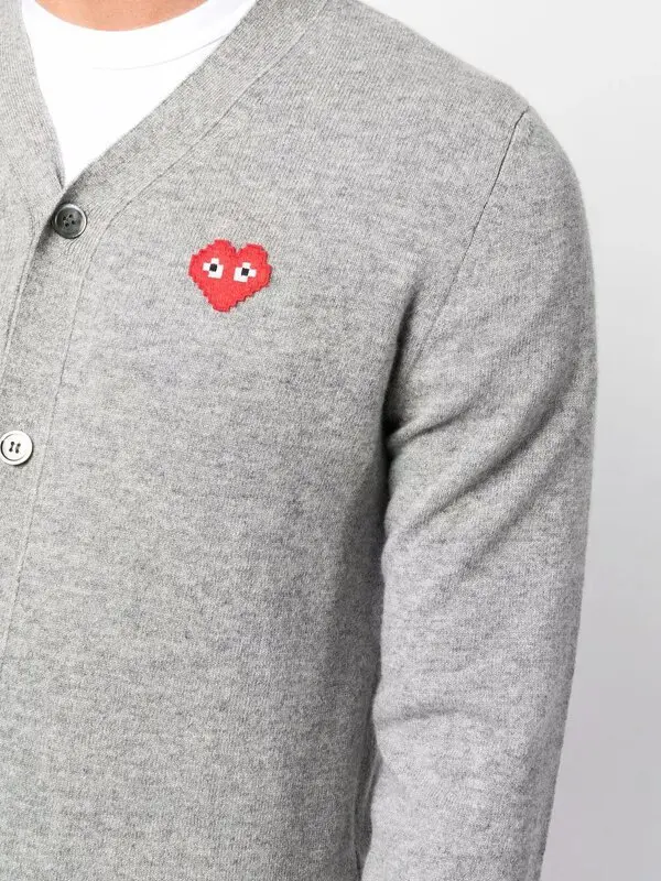 Play Comme Des Garcon Logo-patch Fine-knit Cardigan
