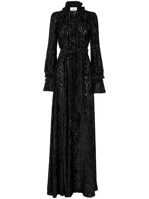 Philipp Plein Chiffon Gipsy Devoré-effect Dress - Black