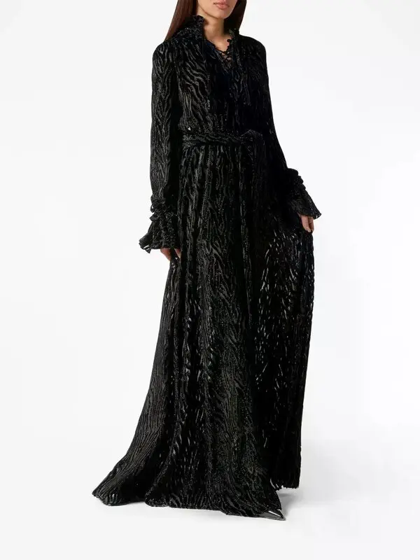 Philipp Plein Chiffon Gipsy Devoré-effect Dress - Black