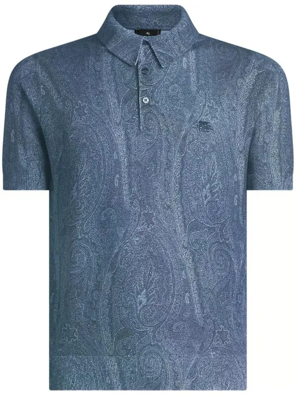 Etro Paisley-print Polo Shirt - Blue