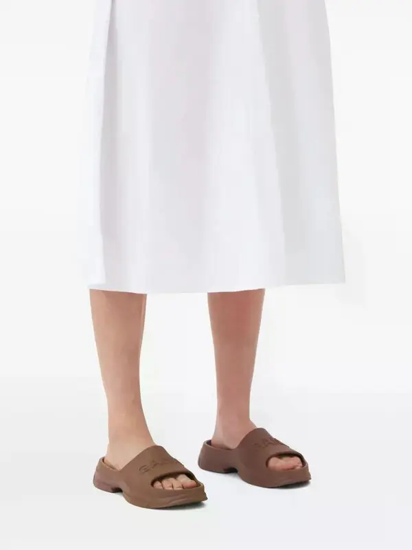 GANNI Logo-embossed Platform Slides